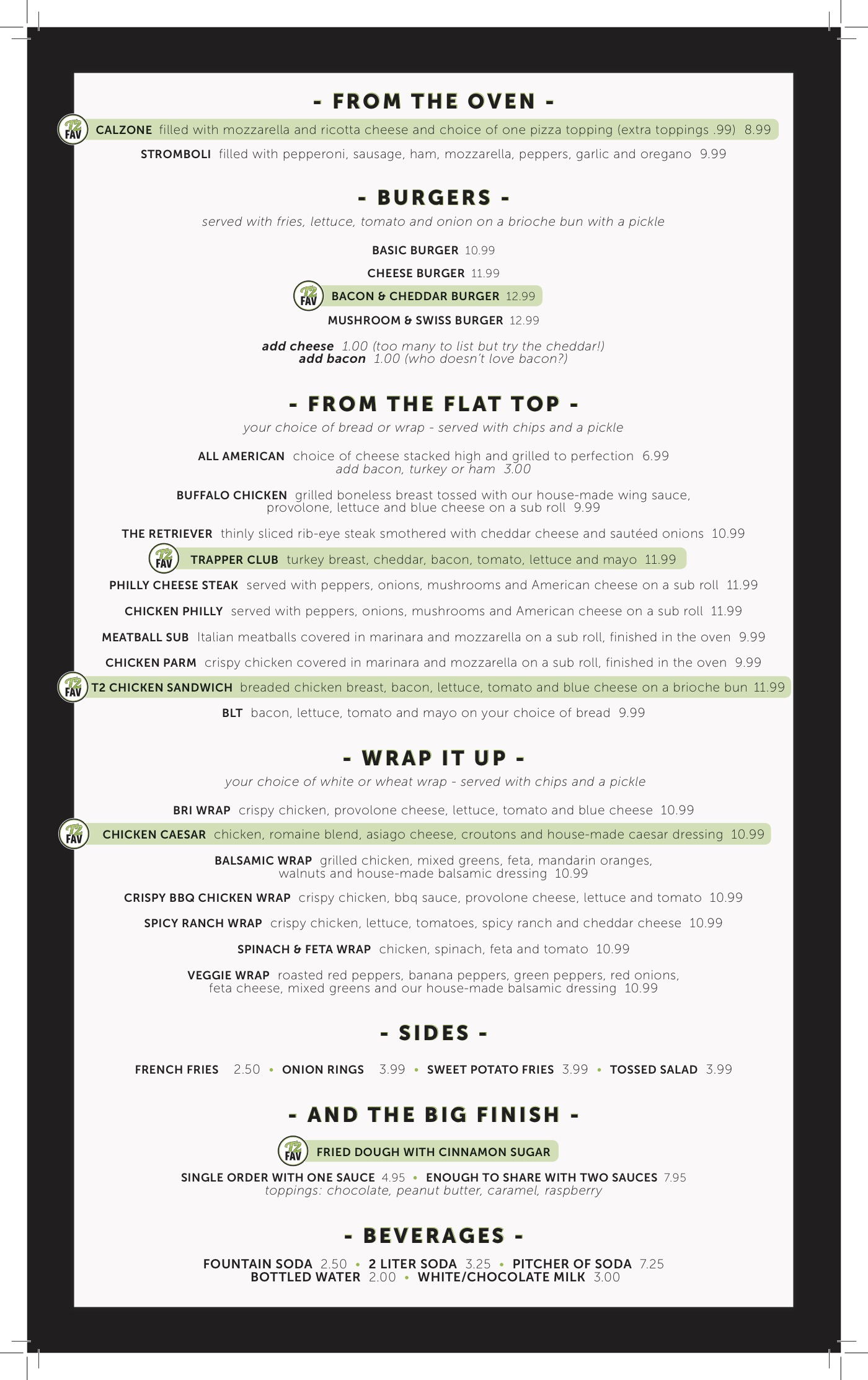 Menu | Trappers II Pizza & Pub