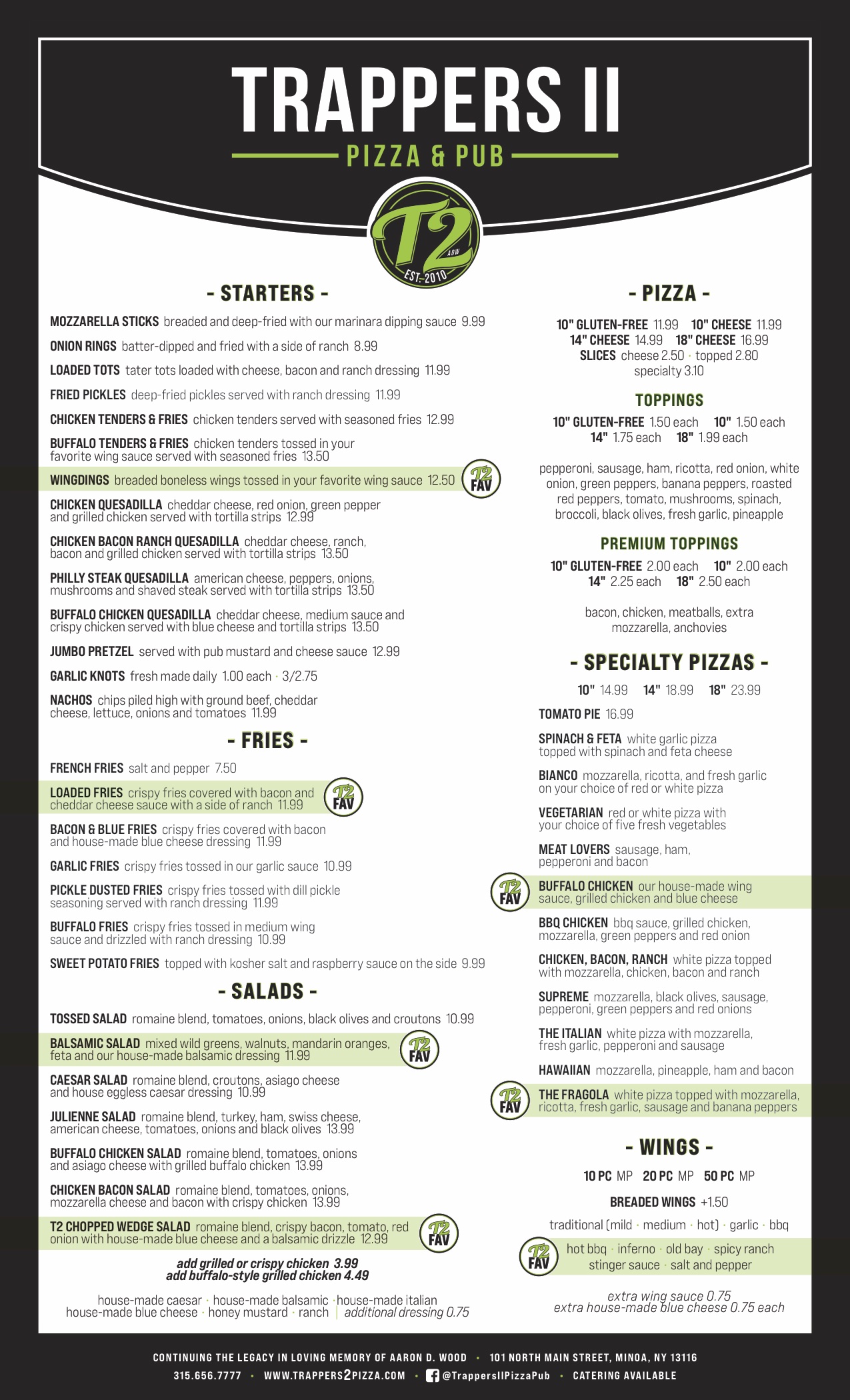 MENUS Trappers II Pizza & Pub
